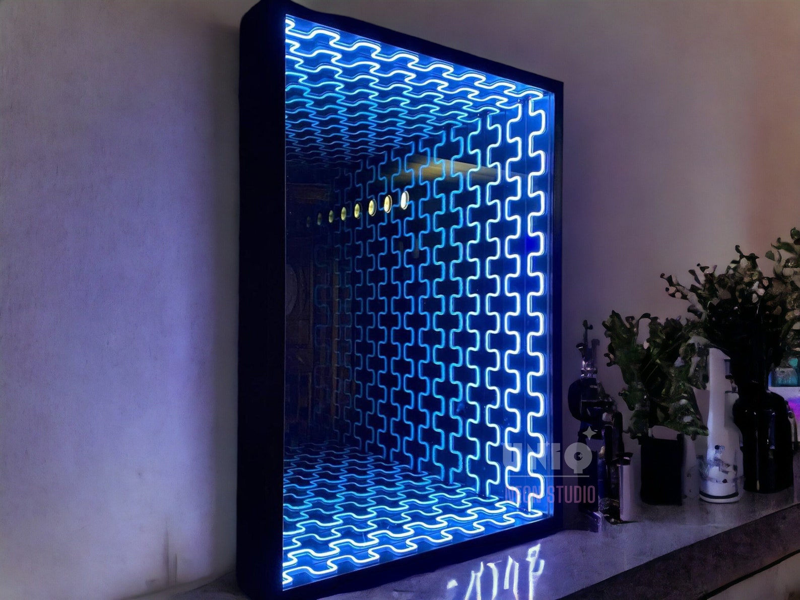 Wavy Infinity Neon Mirror , Infinity Led Mirror , Custom Full Length ...