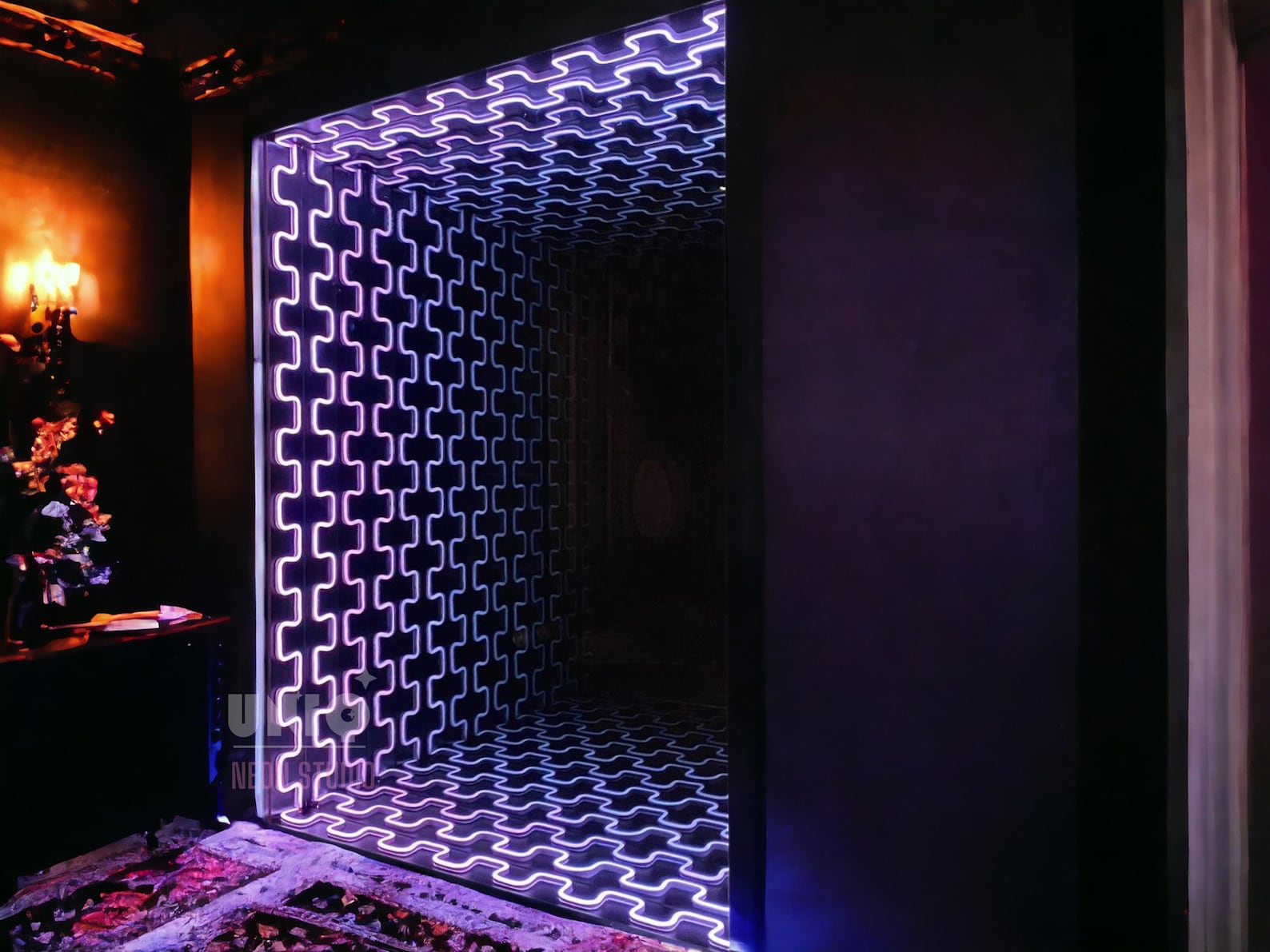 Wavy Infinity Neon Mirror , Infinity Led Mirror , Custom Full Length ...