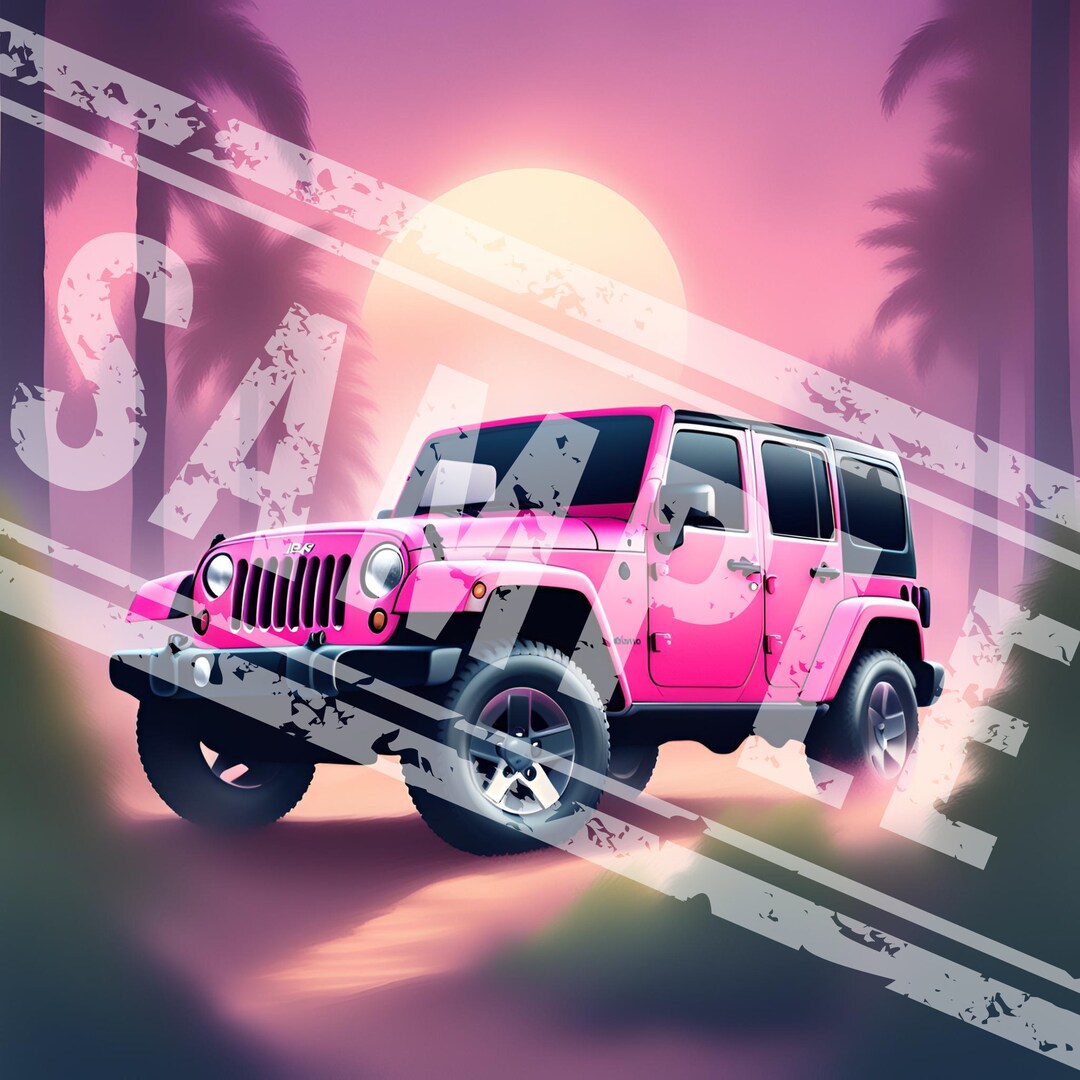 Jeep Pink Summer Sunset Digital Print Image Downloadable for Home Decor ...