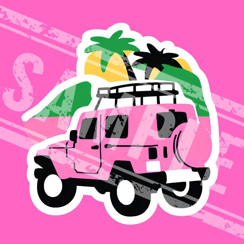 Jeep Wrangler Beach Retro Summer Sunset Digital Prints 4 Image ...