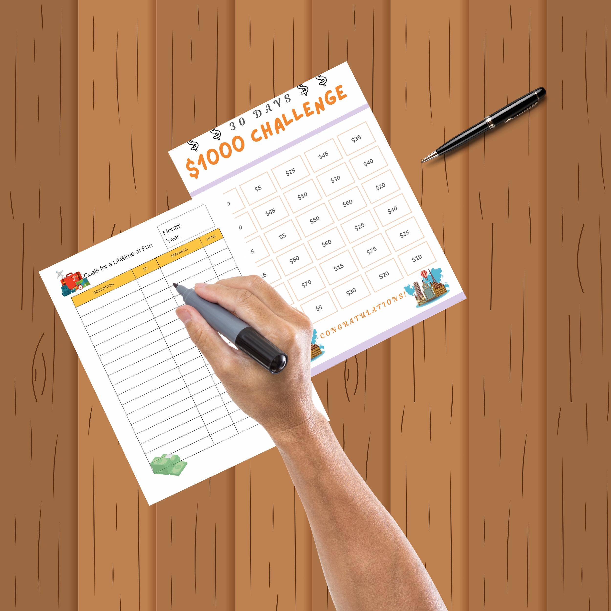 Savings Challenges and Money Trackers - Personal Finance Goal Planner ...