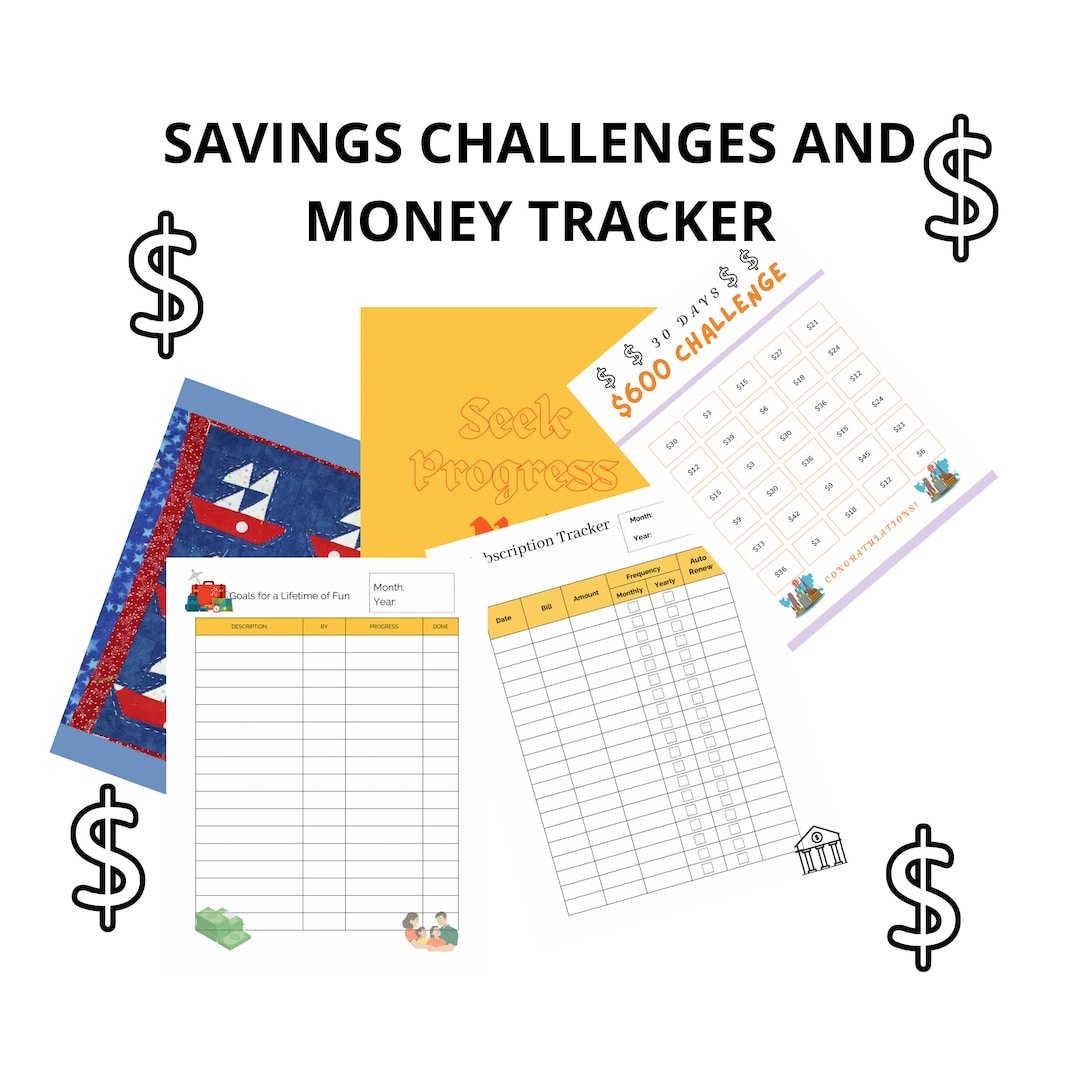 Savings Challenges and Money Trackers - Personal Finance Goal Planner ...