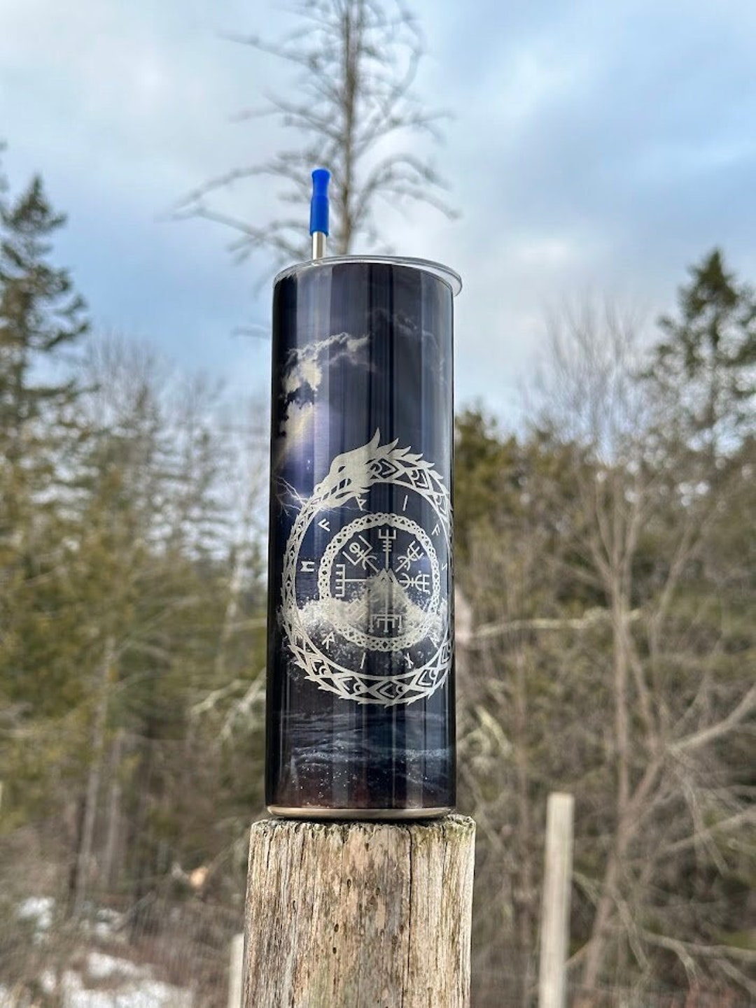 Viking Vegvisir Jormungandr Tumbler, Ocean Storm Stainless Steel 20oz ...