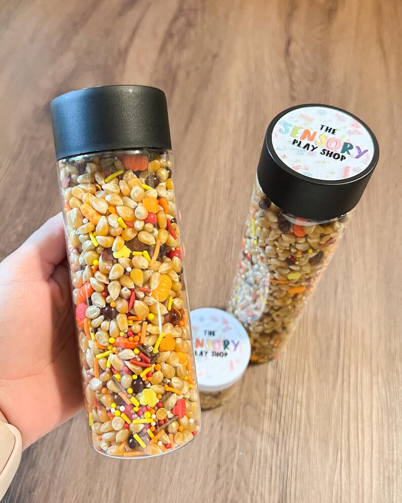 Sensory Bottle Shaker Fall Leaves and Pumpkins I Seek and Find Sensory ...