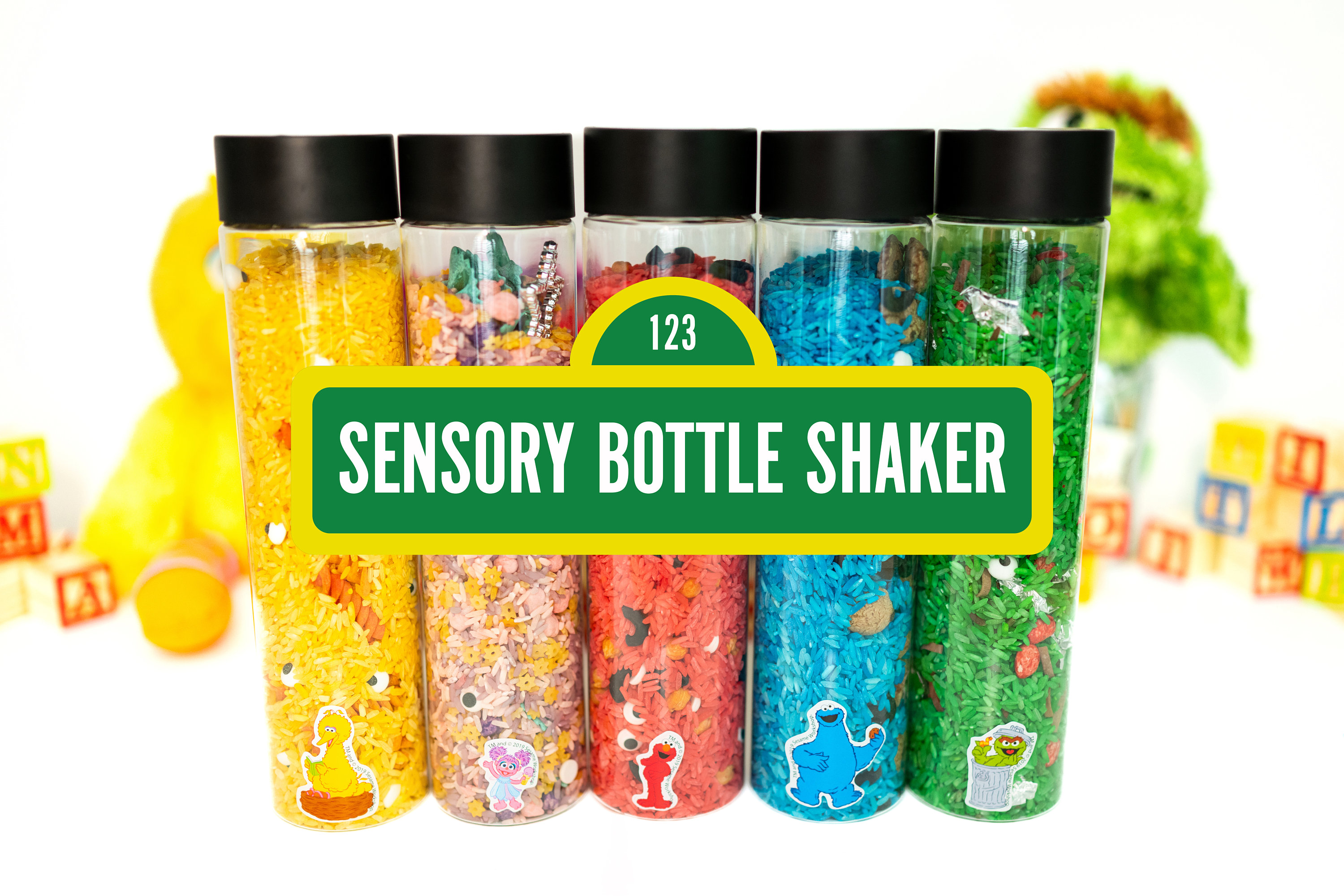 Sensory Bottle Shakers Sesame Street Inspired I Spy Jumbo Jar 18oz Seek ...