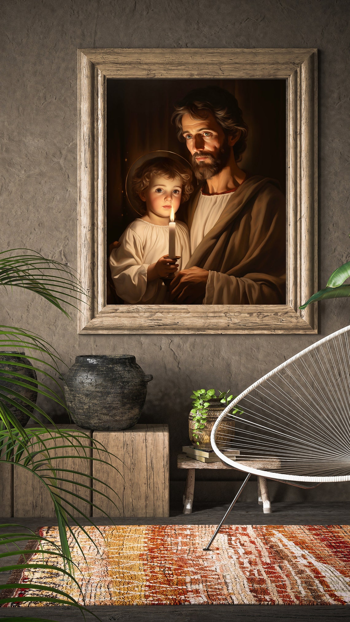 St Joseph and Baby Jesus Orthodox Icon Poster Christian Catholic Fine ...