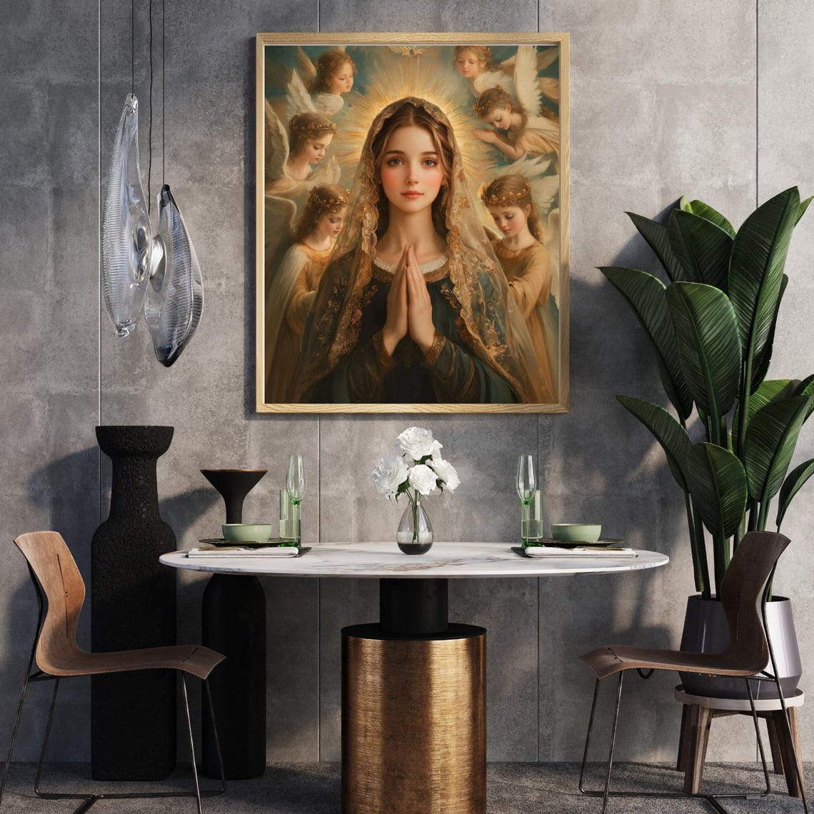Virgin Mary Art Print: Renaissance Style Catholic Artwork (digital ...