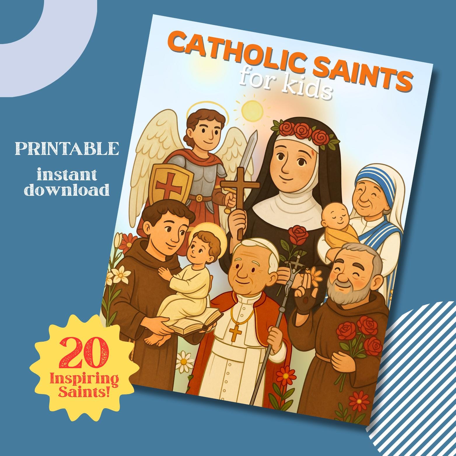 Catholic Saints for Kids Printable Book – 20 Illustrated Saints PDF ...