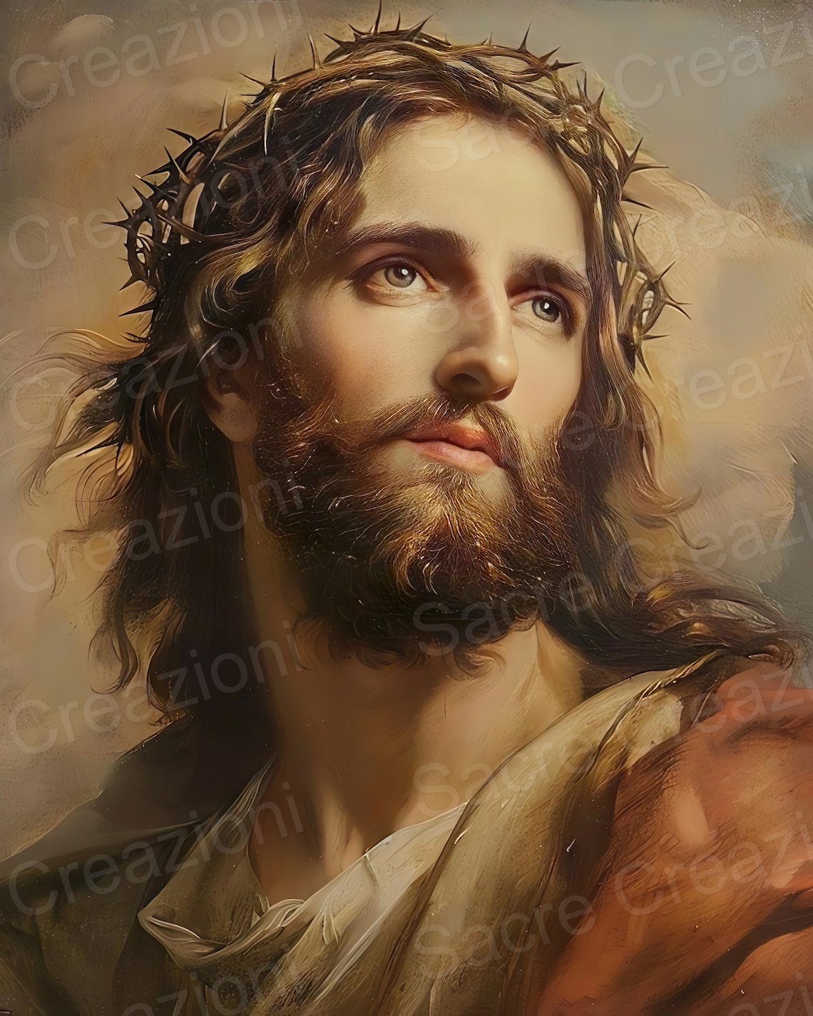 Jesus Christ Christian Catholic Devotional Artwork Vintage Painting ...