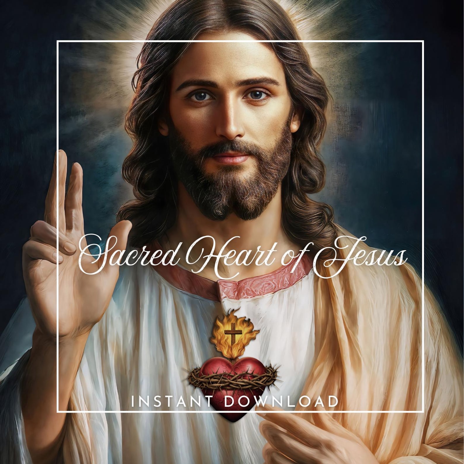 Sacred Heart of Jesus Portrait Christian Catholic Fine Art Devotional ...