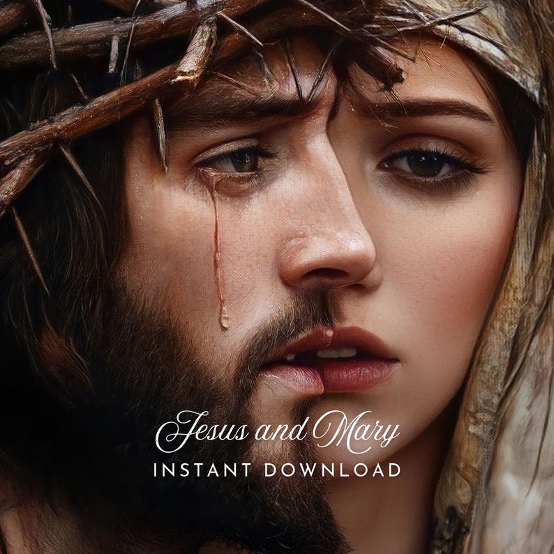Lent Jesus and Mary Faces Instant Download Christian Catholic Fine Art ...