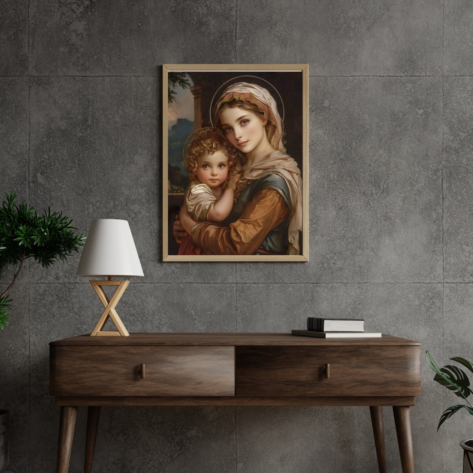 Virgin Mary With Baby Jesus Christian Catholic Printable Premium