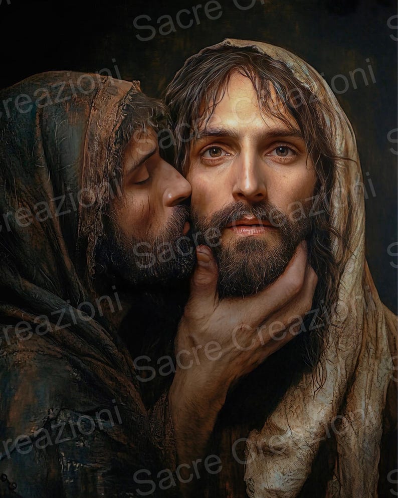 Judas' Betrayal Kiss of Jesus - Fine Art Bible Illustration (digital ...