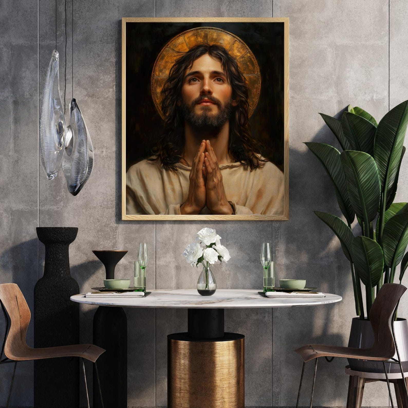 Praying Jesus Christ With Halo High Resolution for Large Scale Print ...