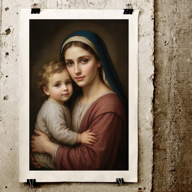 Virgin Mary and the Child Jesus Christian Catholic Fine Art Devotional ...