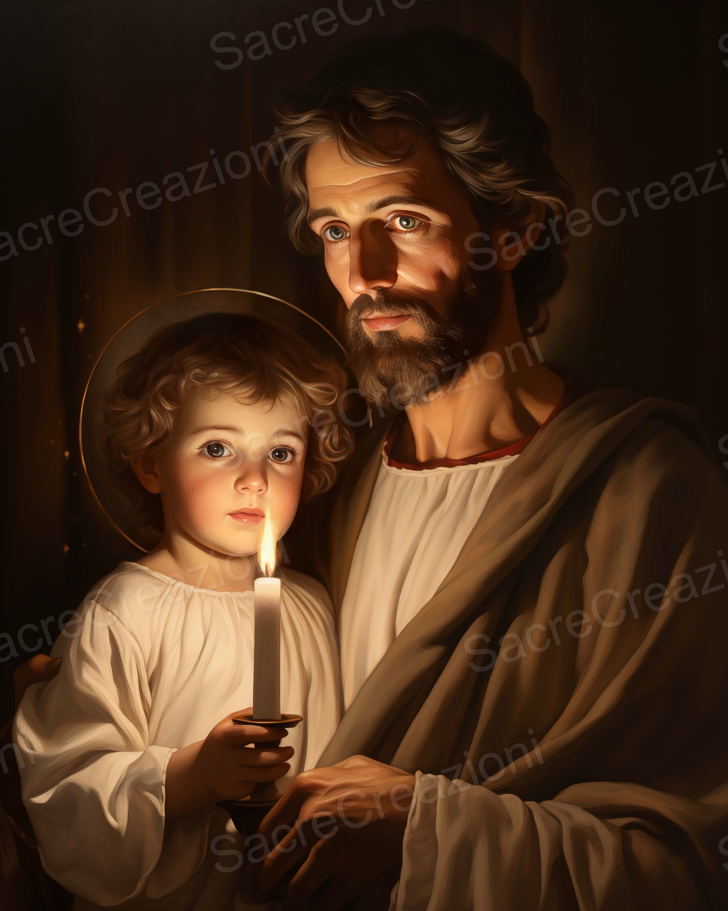 St Joseph and Baby Jesus Orthodox Icon Poster Christian Catholic Fine ...