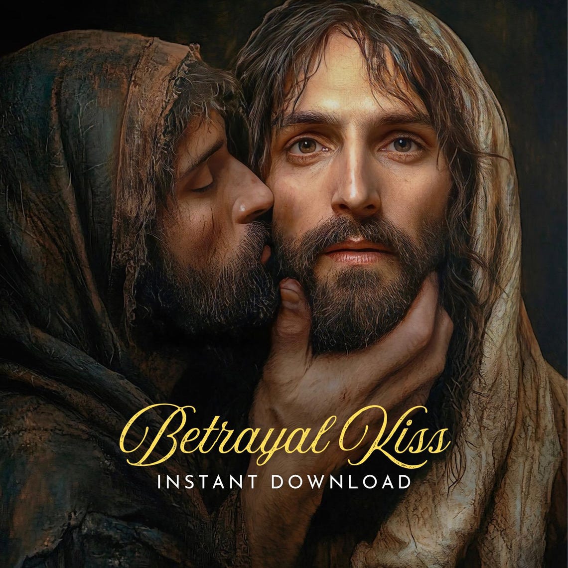 Betrayal Kiss Judas Kisses Jesus Christian Catholic Fine Art Devotional ...