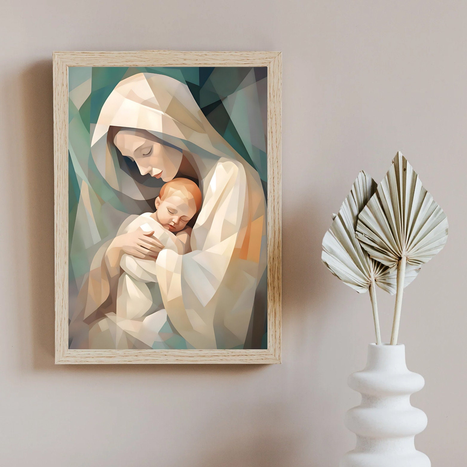 Abstract Virgin Mary With Baby Jesus Christian Catholic Devotional ...