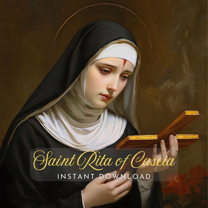 Saint Rita of Cascia Art Print: Catholic Devotional Image (digital ...