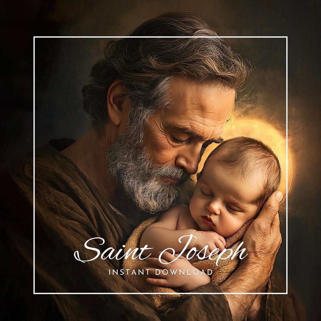 Saint Joseph With the Infant Baby Jesus Christian Catholic Fine Art ...