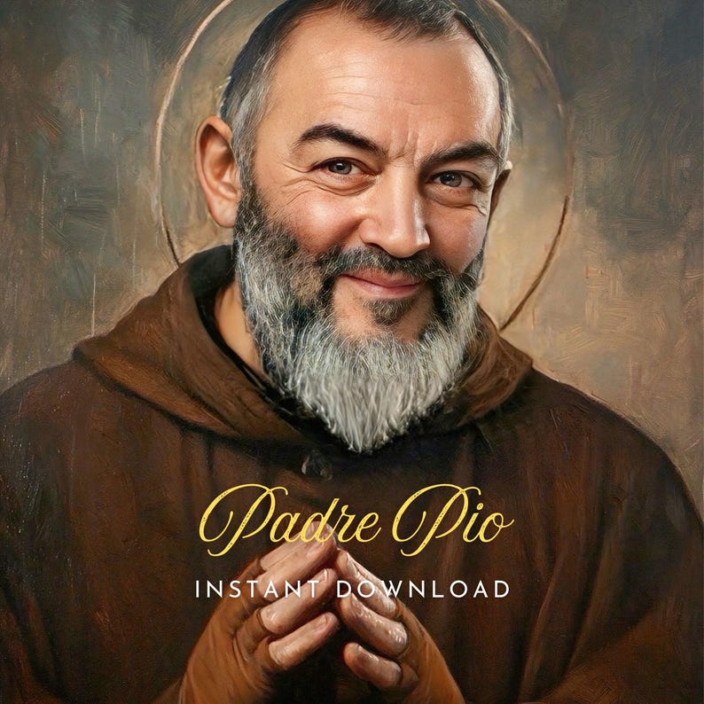 Padre Pio Digital Painting: Vintage Catholic Wall Art (digital Download ...