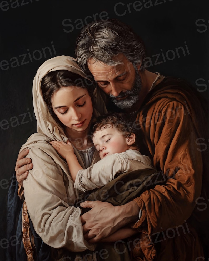 Holy Family Jesus Mary Joseph Christmas Devotional Artwork Christian ...
