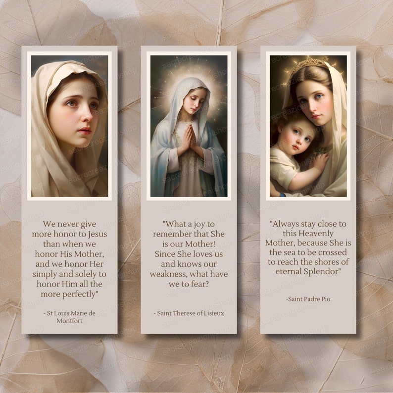 Jesus & Mary Bookmarkers Set of 6 Saints Quotes Christian Catholic ...