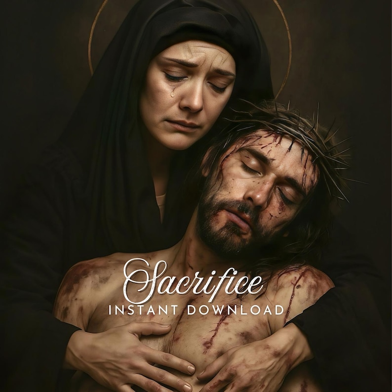 Pieta Art Print: Sorrowful Mary and Jesus Christ, Christian Devotional ...