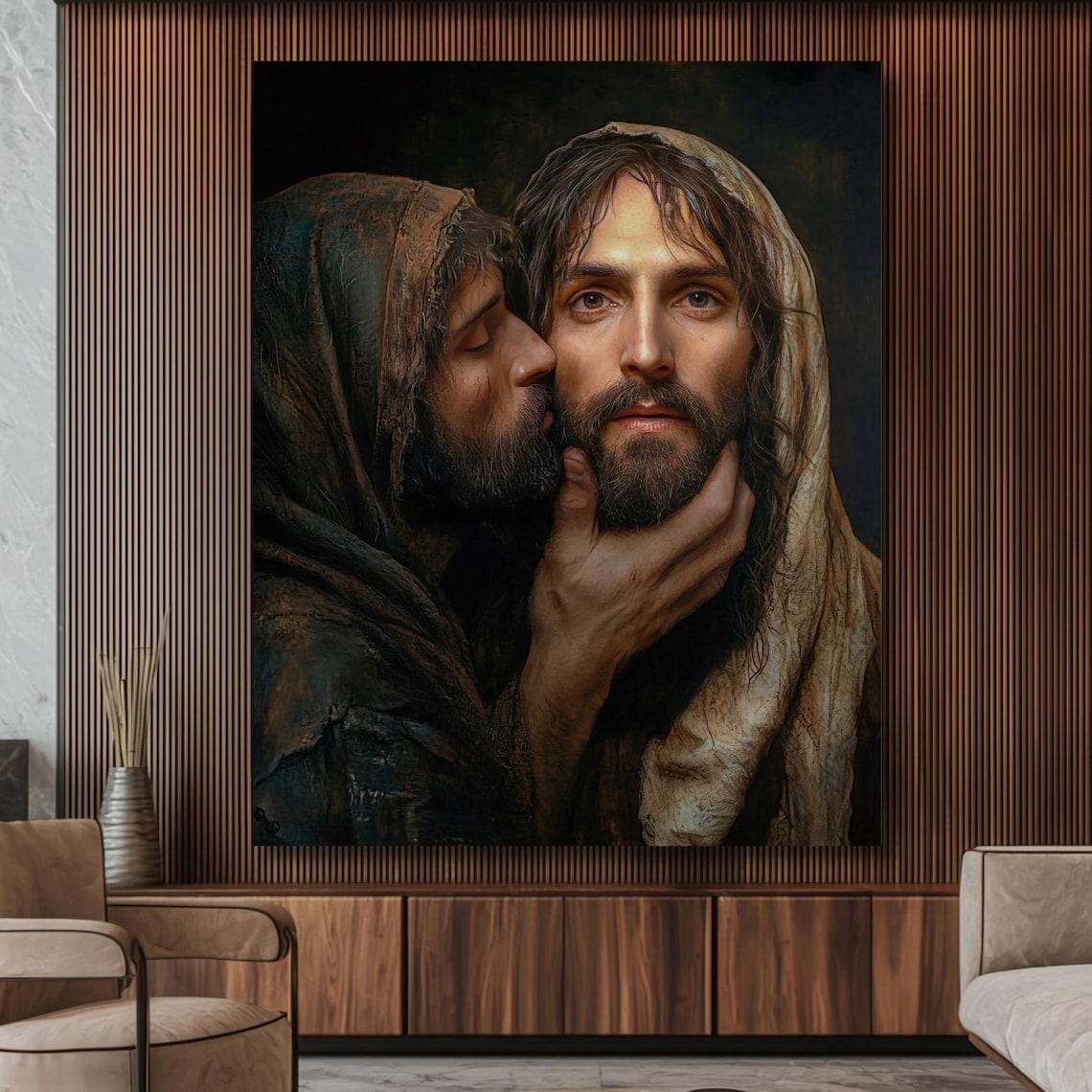 Betrayal Kiss Judas Kisses Jesus Christian Catholic Fine Art Devotional ...
