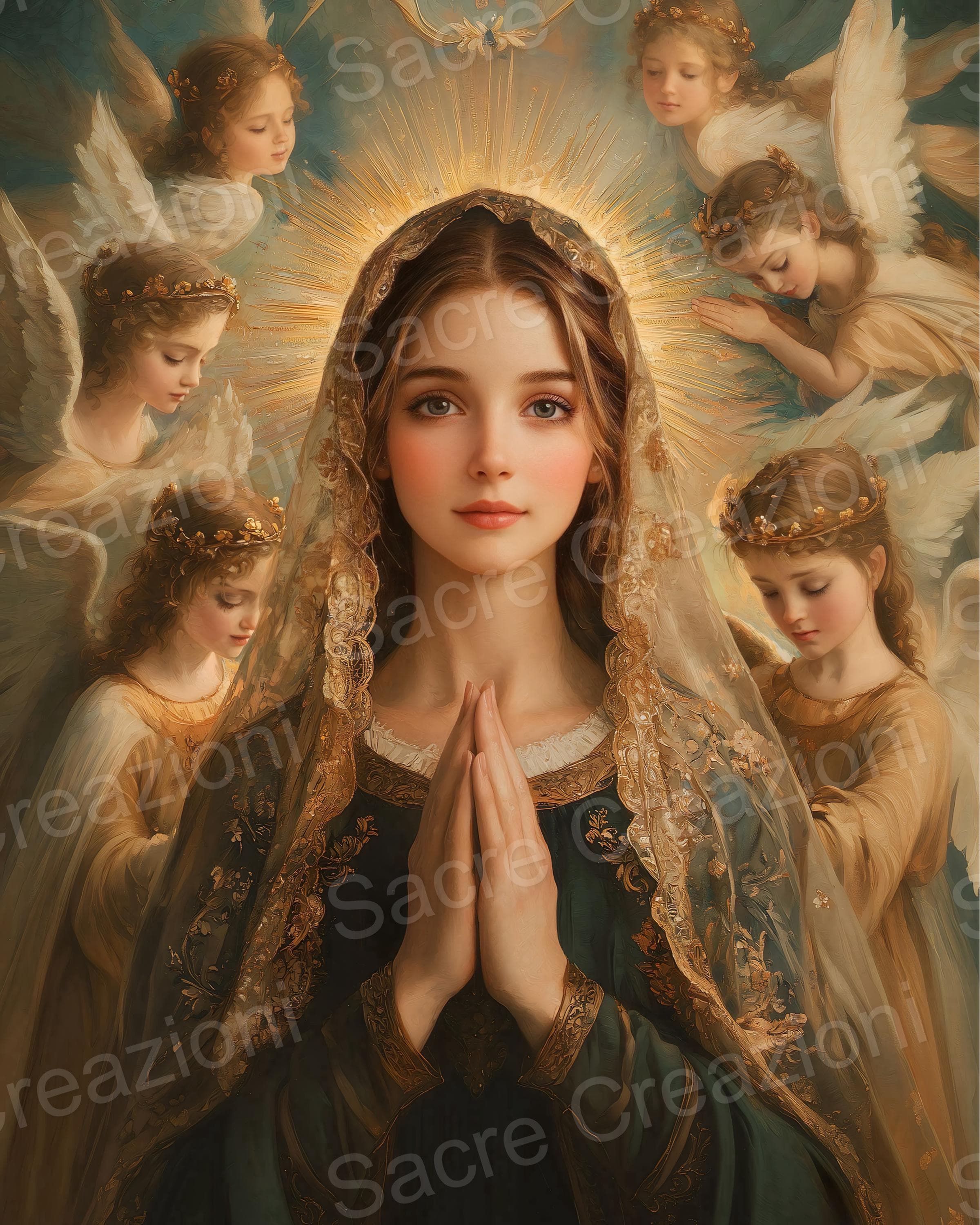 Virgin Mary Art Print: Renaissance Style Catholic Artwork (digital ...