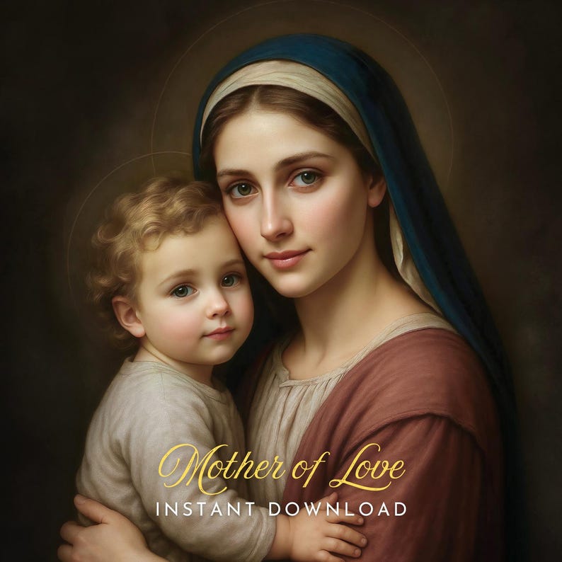 Virgin Mary and the Child Jesus Christian Catholic Fine Art Devotional ...