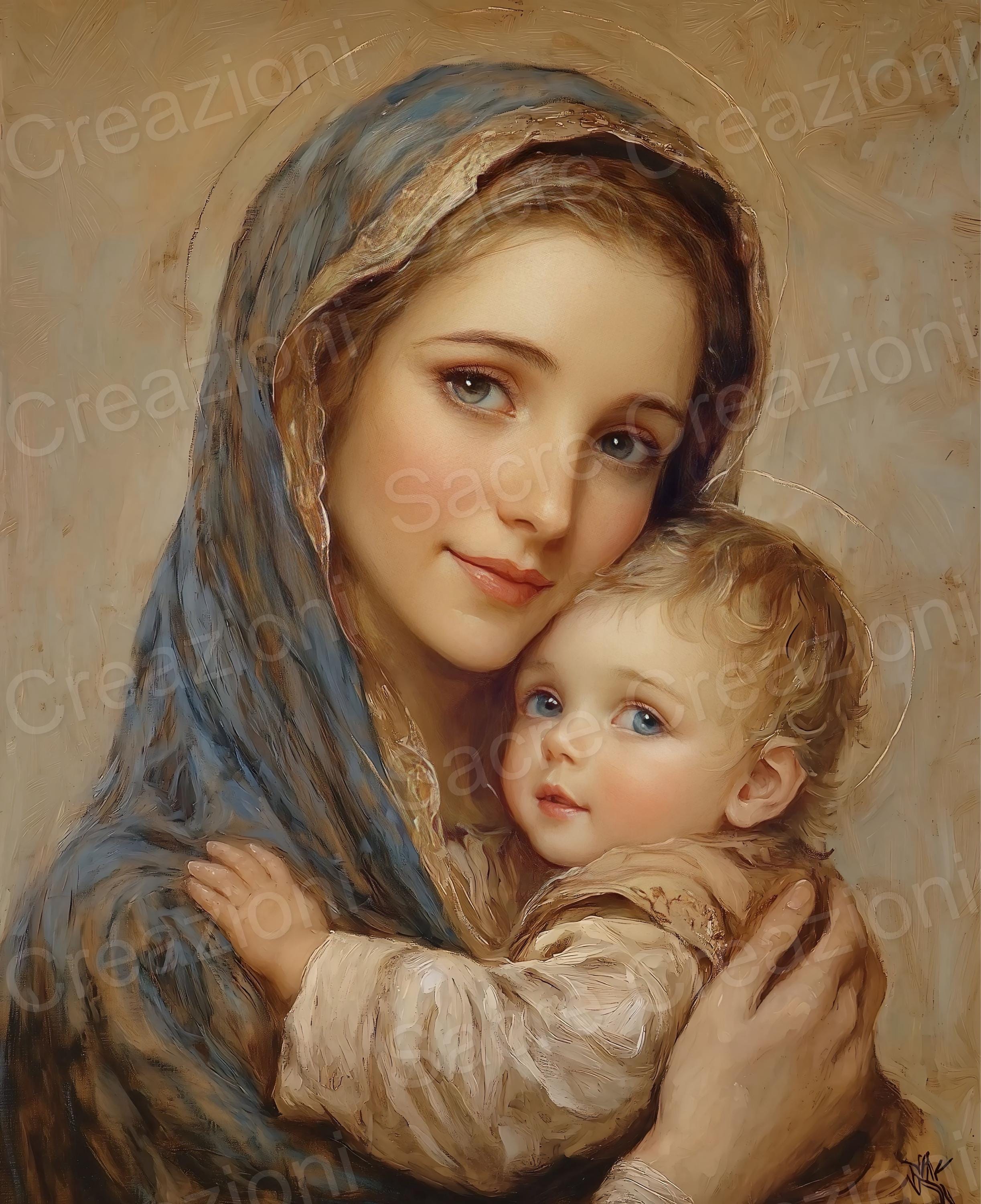 Virgin Mary and Baby Jesus Art Print: Catholic Christian Gift (digital ...