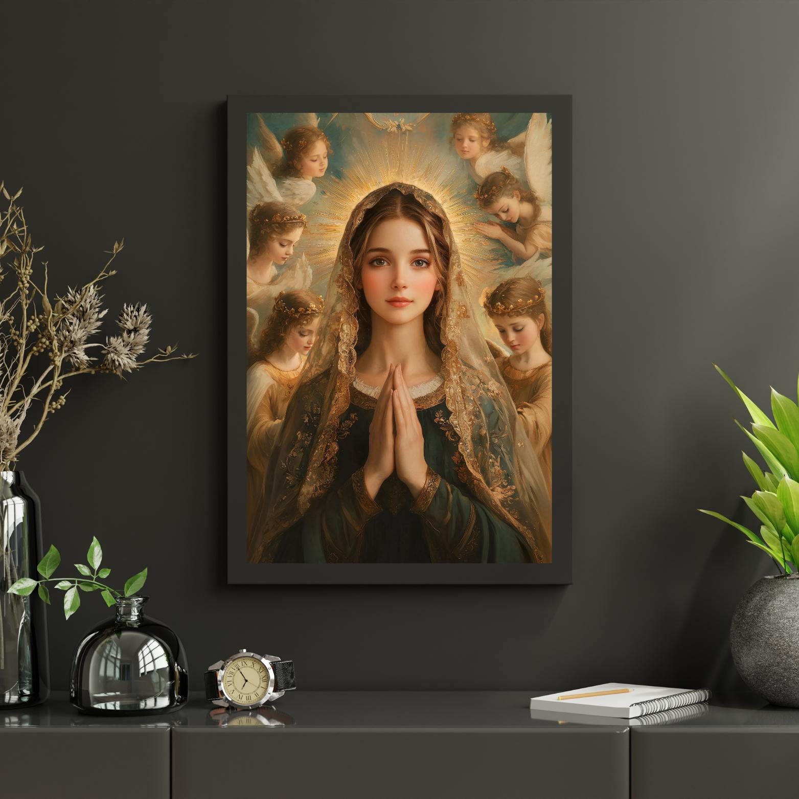 Virgin Mary Art Print: Renaissance Style Catholic Artwork (digital ...