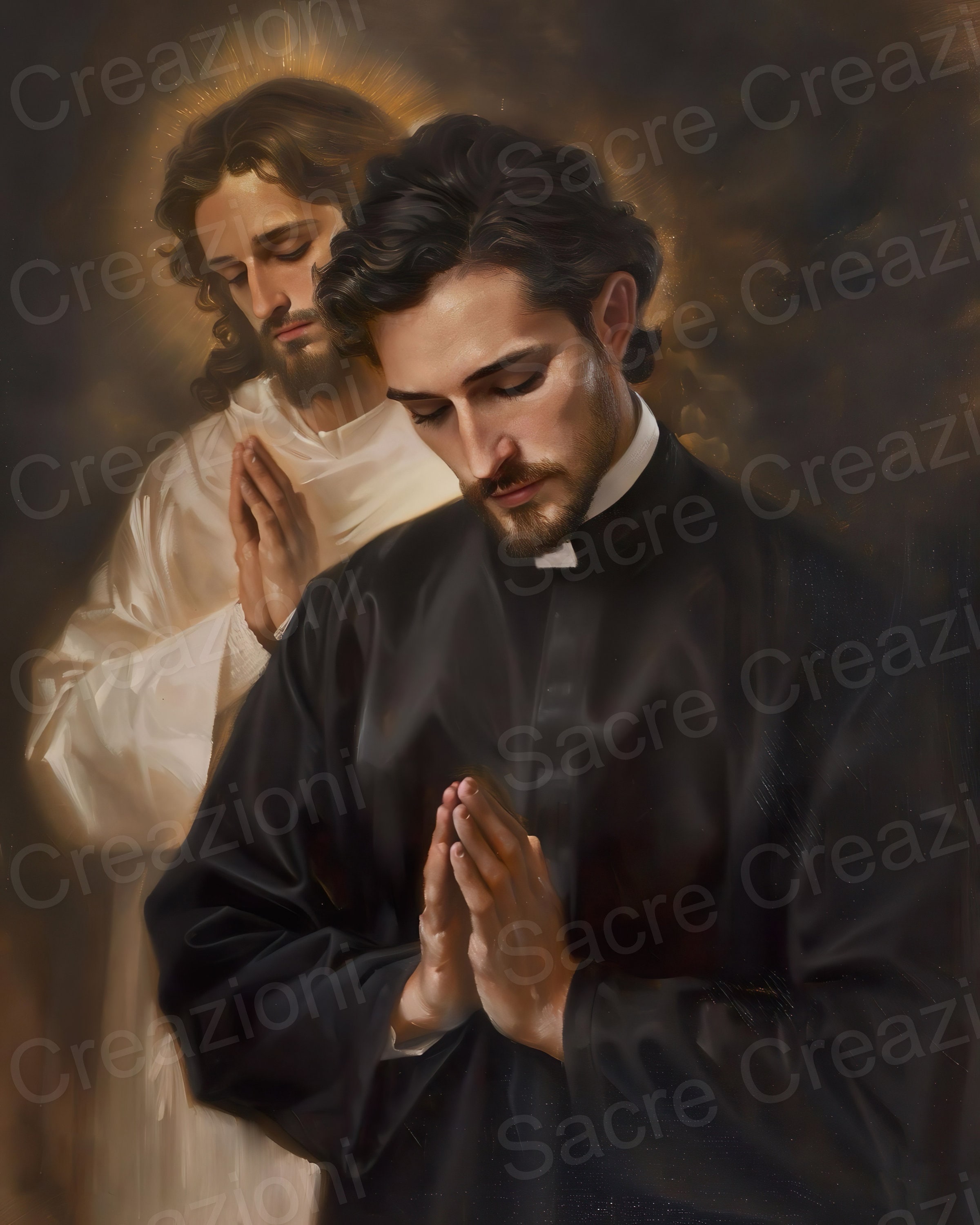 Priest With Jesus Ordination Gift Devotional Artwork Church Inspired ...