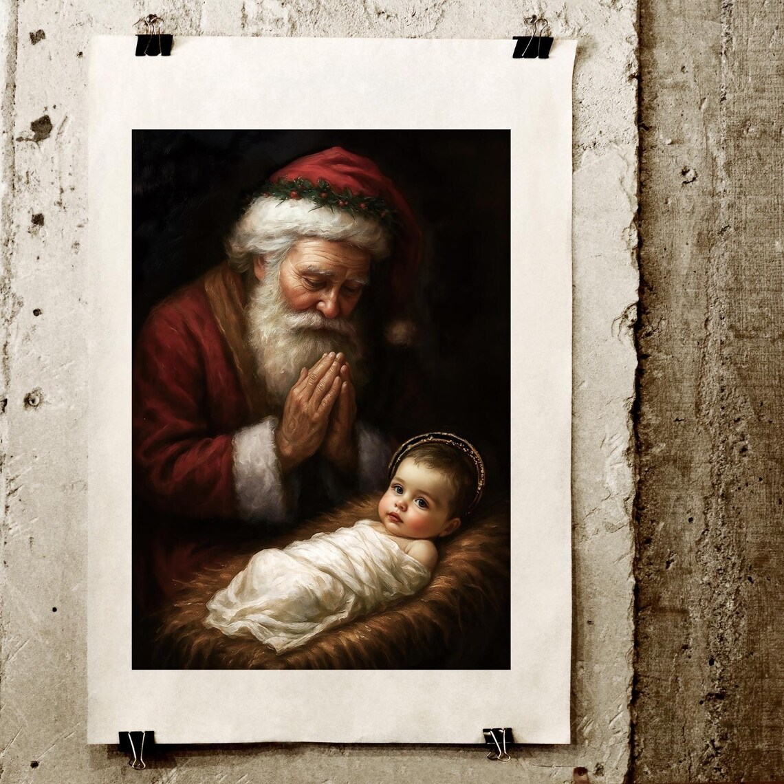 Santa & Baby Jesus Wall Art Set – Instant Download | Christian ...