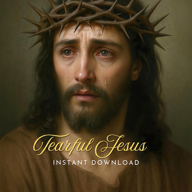 Tearful Jesus Christ Art: Passion of Christ Bible Illustration (digital ...
