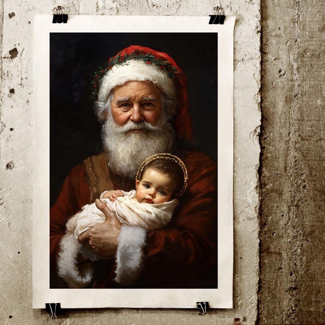 Santa & Baby Jesus Wall Art Set – Instant Download | Christian ...