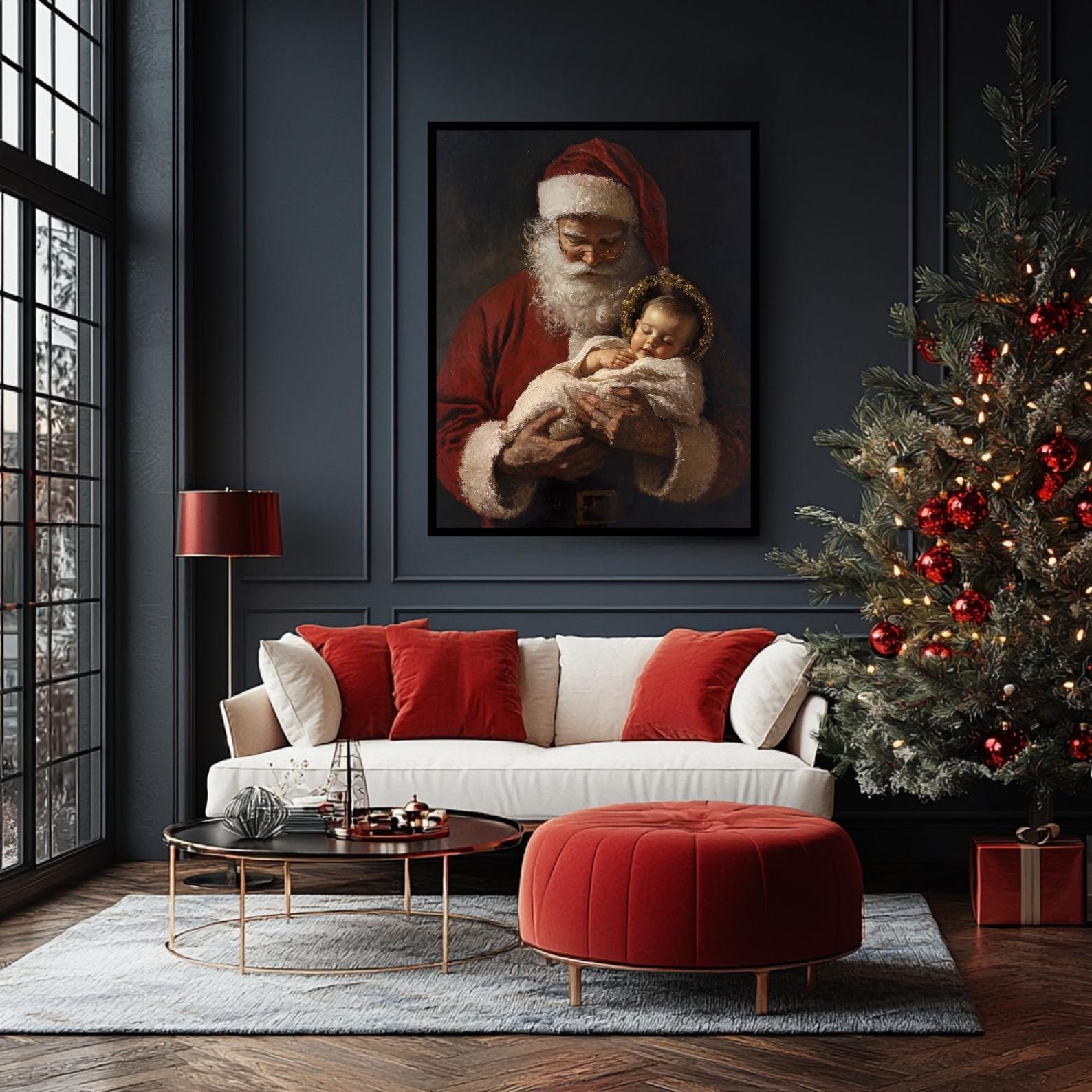 Christmas Santa Claus Baby Jesus Christian Catholic Devotional Artwork ...