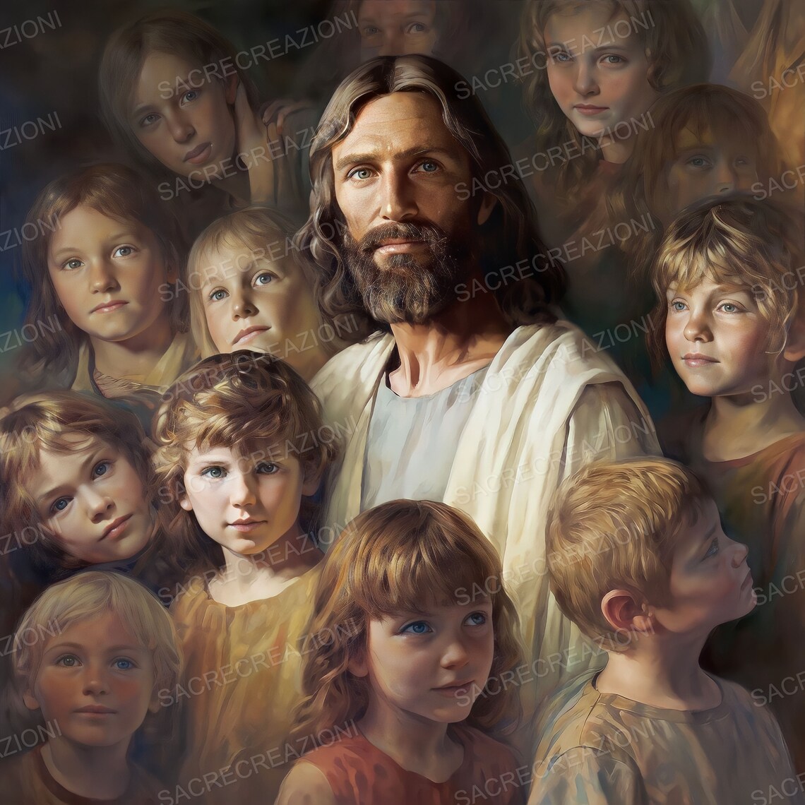 Jesus Christ With Children Orthodox Icon Catholic Christian Inspired ...