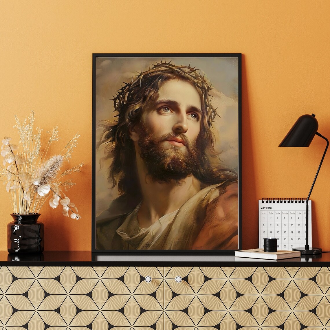 Jesus Christ Christian Catholic Devotional Artwork Vintage Painting ...