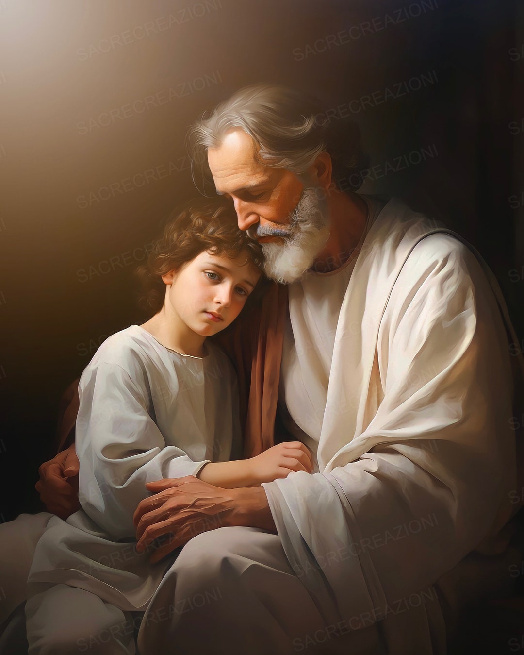 Saint Joseph and Child Jesus Art Print: Catholic Christian Gift ...