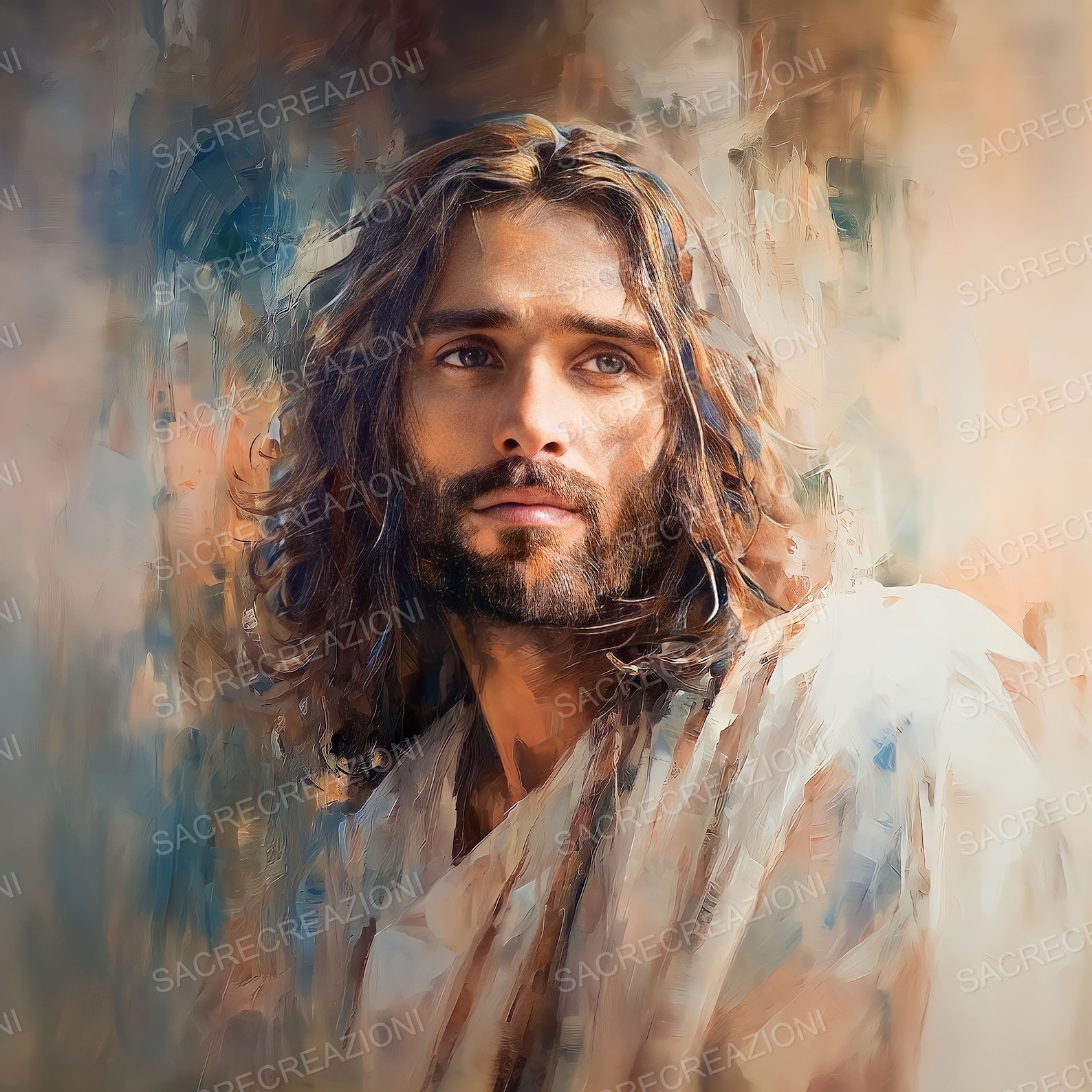 Jesus Christ Abstract Painting Illustration Catholic Christian Inspired ...