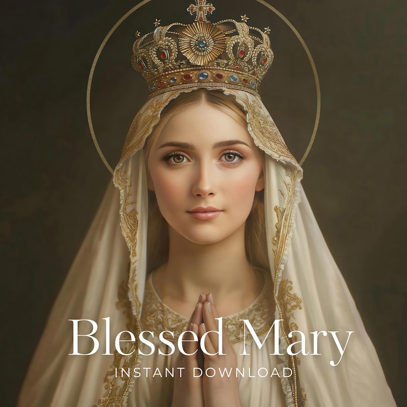 Virgin Mary Christian Catholic Devotional Artwork Inspirational Wall ...