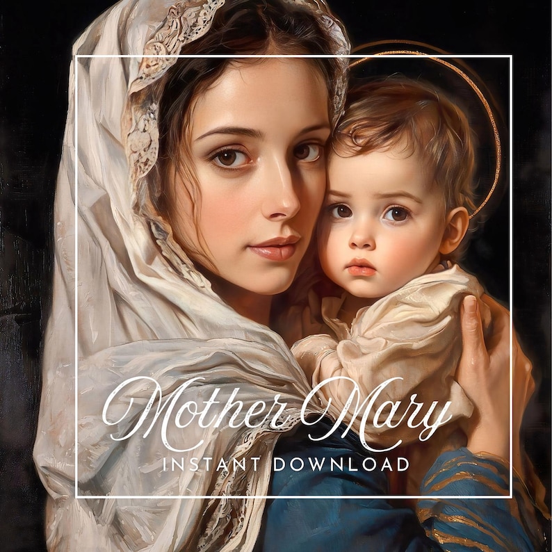 Mother Mary With Baby Jesus Christian Catholic Devotional Artwork Bible ...