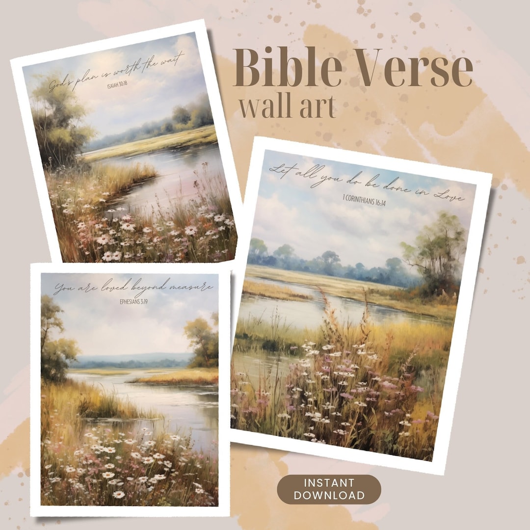 Bible Verse Wall Art Set of 3 Prayer Plaque Inspirational Posters ...