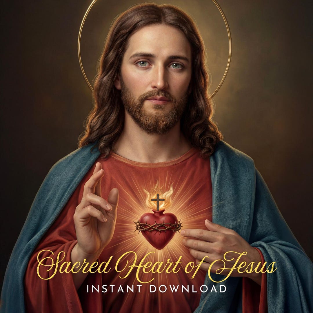 Sacred Heart of Jesus Ideal for Large Scale Prints Devotional Artwork ...