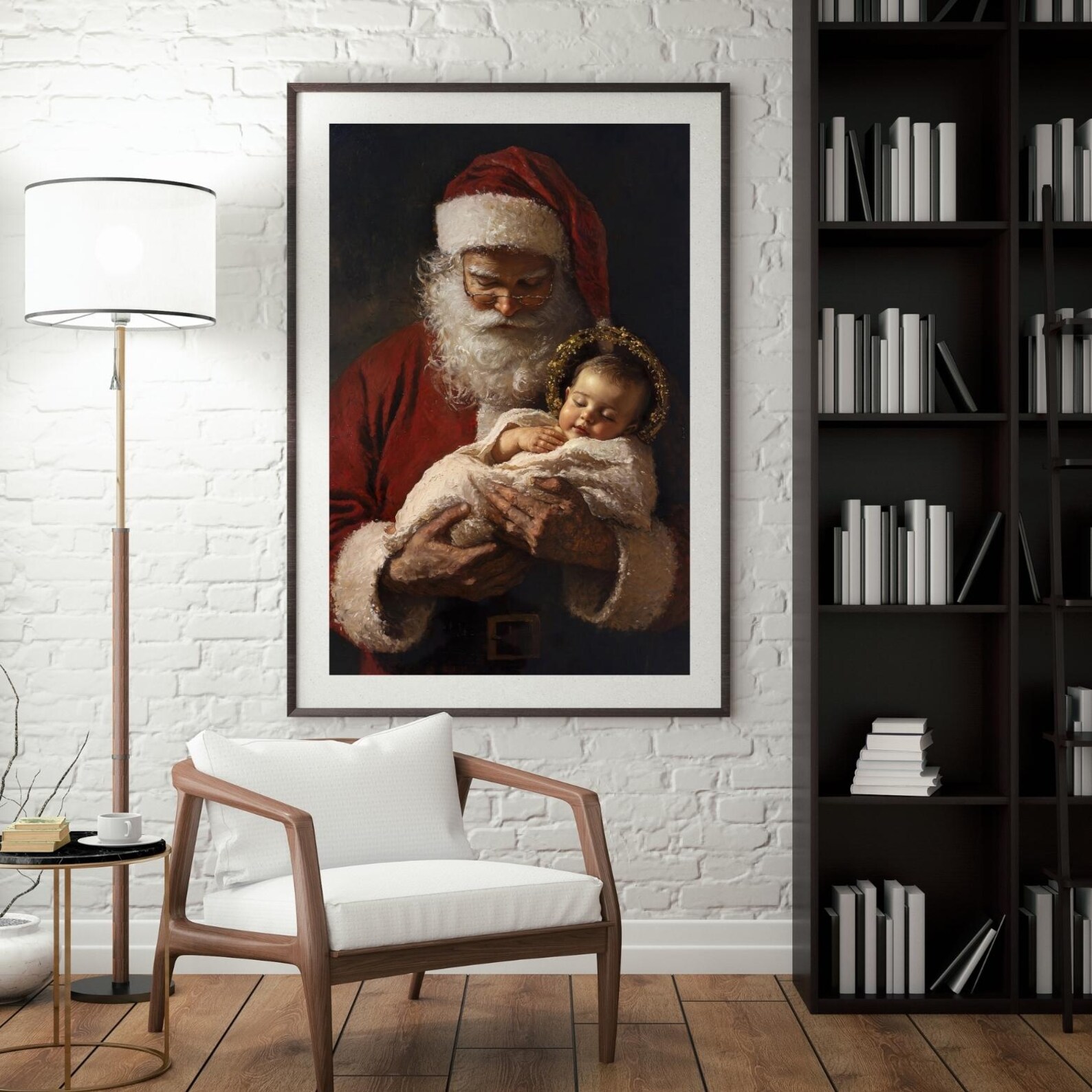 Christmas Santa Claus Baby Jesus Christian Catholic Devotional Artwork ...