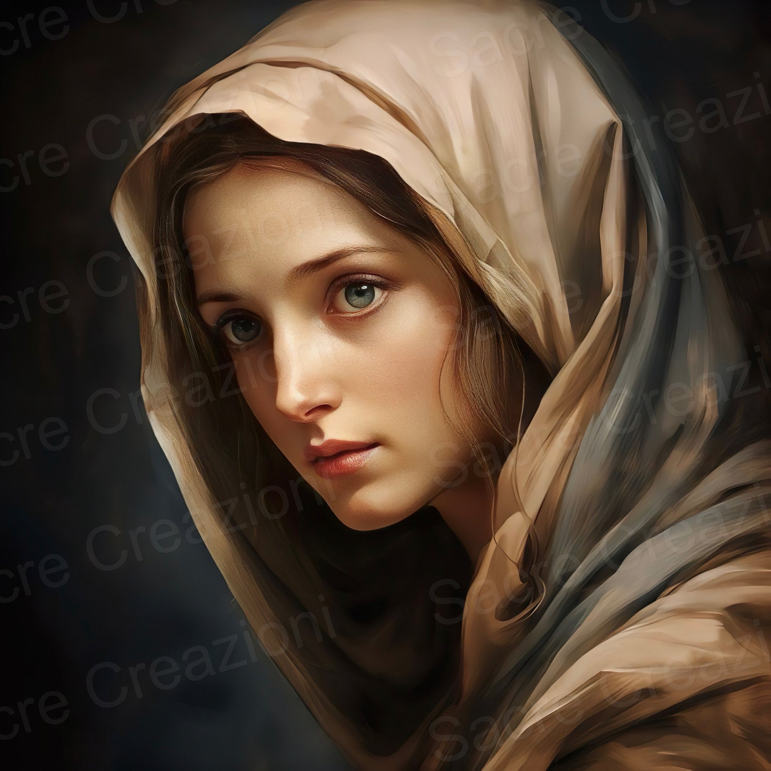 Virgin Mary Portrait Art: Catholic Christian Decor (digital Download ...