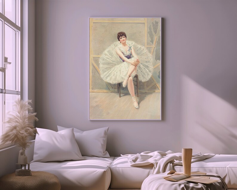 Vintage Victorian Ballerina Illustration Coquette Balletcore Wall Art Soft Girl Aesthetic Decor
