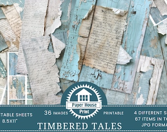 Timbered Tales Junk Journal Pages, Tattered Notes Printable, Tattered ...